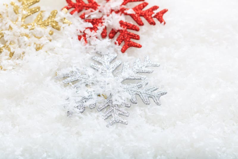 Snow Flakes on Snow Background Stock Photo - Image of isolated, festive ...