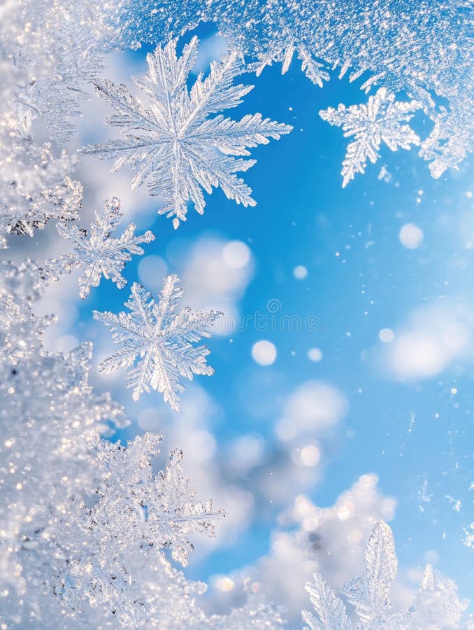 Snow Flakes on Window stock photo. Image of climate - 376693718