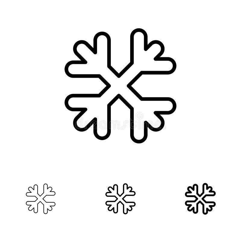 Snow, Snow Flakes, Winter, Canada Bold and Thin Black Line Icon Set ...