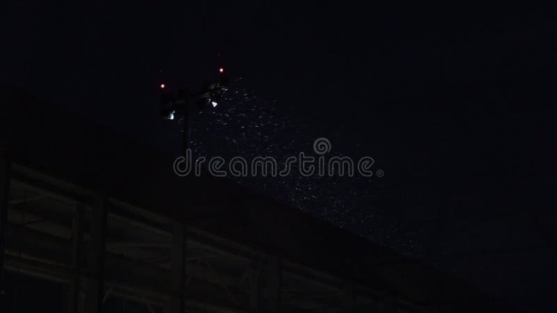 Snow is Flying in Front of the Light at Night Stock Footage - Video of ...