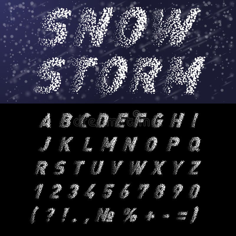 Snow Font stock vector. Illustration of snow, template - 67867131