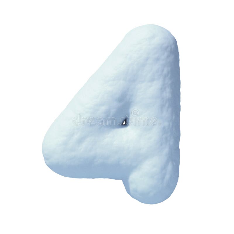 Snow Font 3d Rendering Number 4 Stock Illustration - Illustration of ...