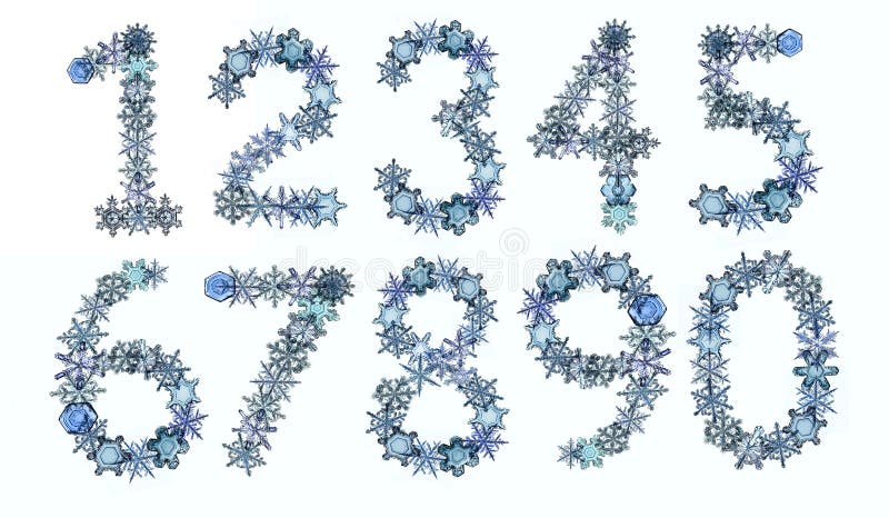 Snow Font Numbers Made from Snowflakes Stock Illustration ...