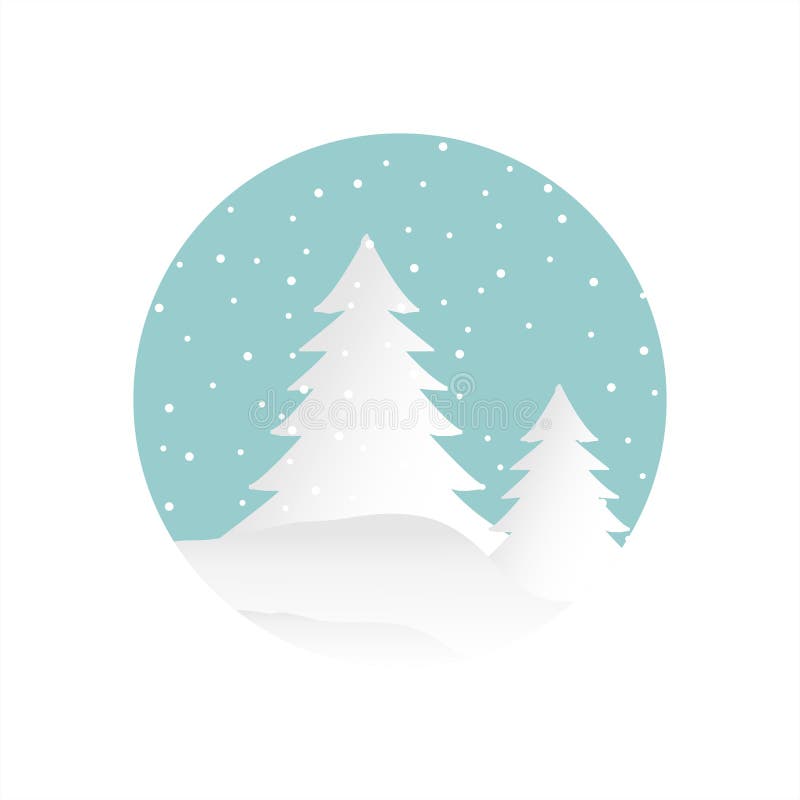 Snow Forest in Circle. Pines, Trees and Mountain in Winter. Stock ...