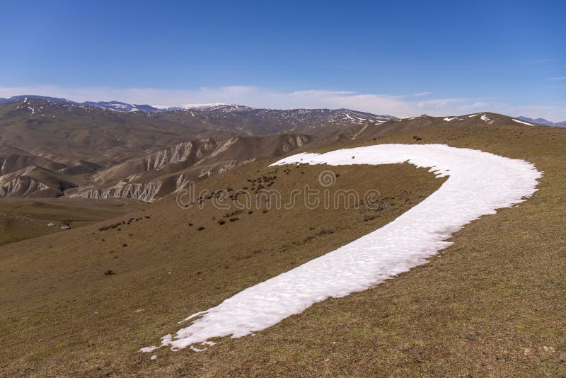 Snow in the Form of a Crescent Moon High in the Mountains Stock Image ...