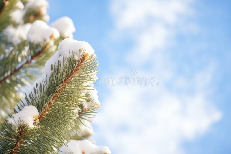 Snow Forming a White Cap on a Tall, Straight Pine Tree Stock Image ...