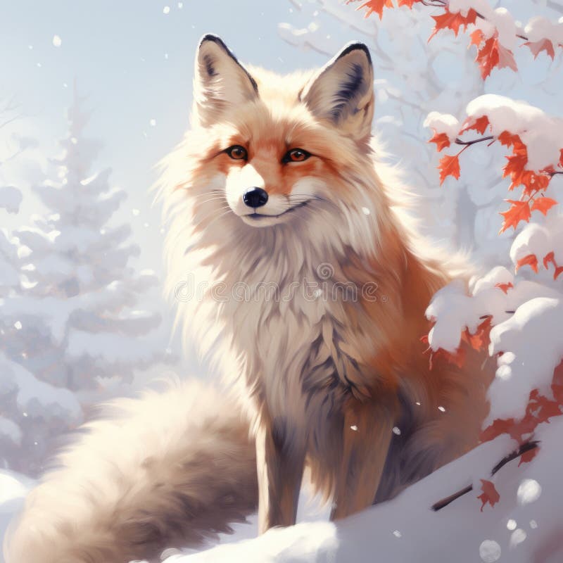 Snow fox, animal art stock illustration. Illustration of mammal - 308608865