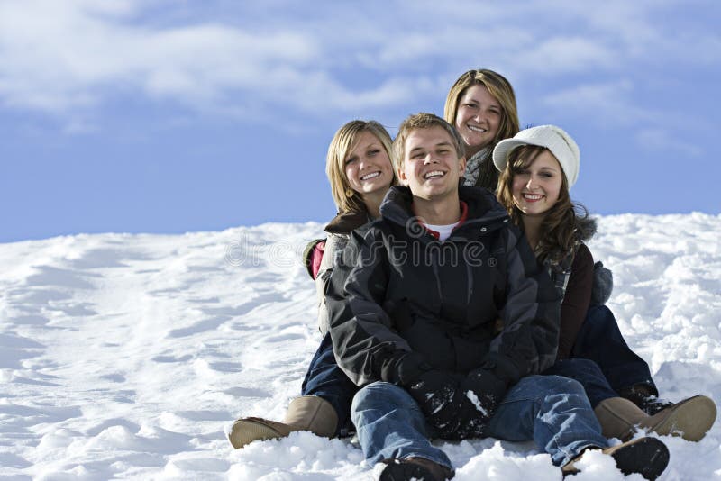 Snow Friends stock image. Image of chill, females, friendship - 4273337