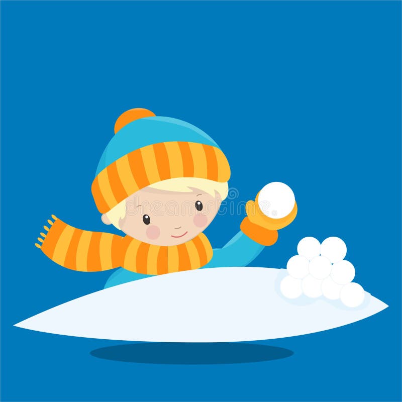 Boys throwing snowballs stock vector. Illustration of kids - 60192006