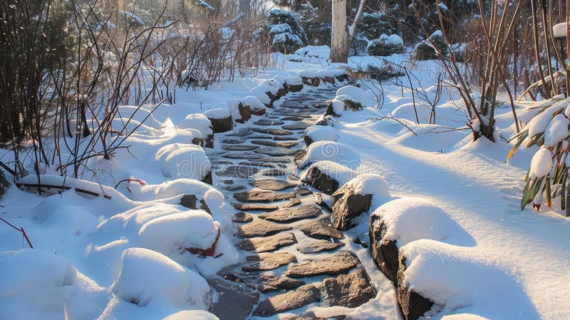 Snow Garden Pathways stock illustration. Illustration of nature - 316217317