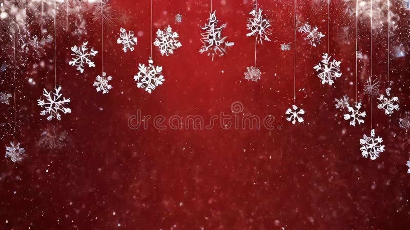 Snowflakes Gently Falling on Red Background Stock Footage - Video of ...