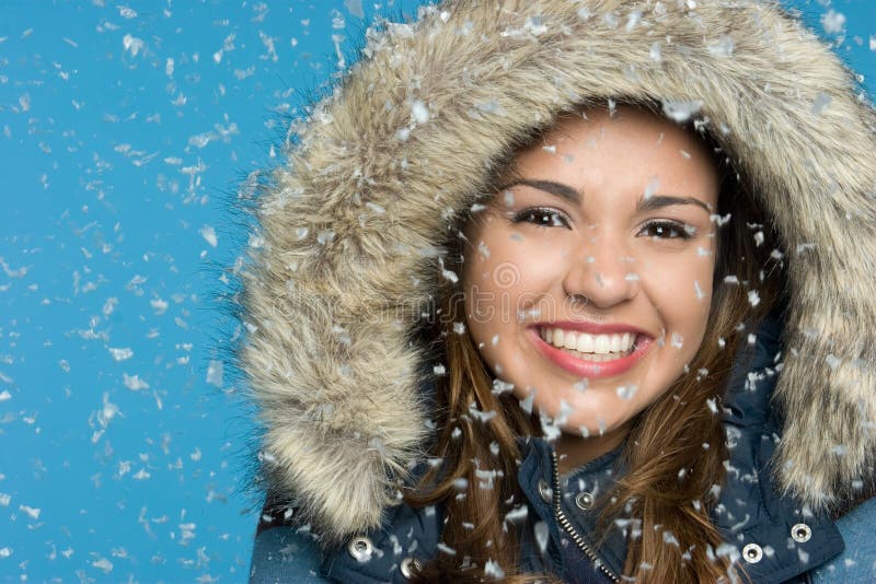 Snow Girl stock image. Image of happiness, falling, fashion - 11234513