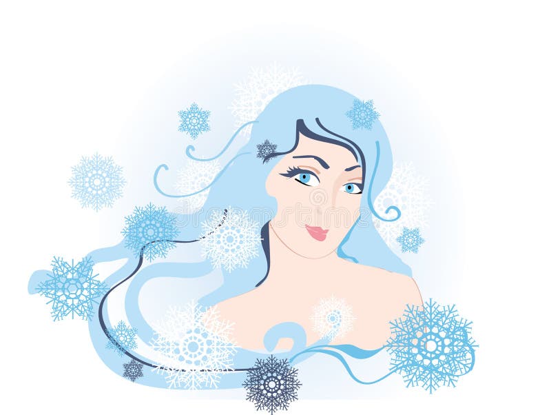 Winter girl stock vector. Illustration of life, blue, hoarfrost - 7533256