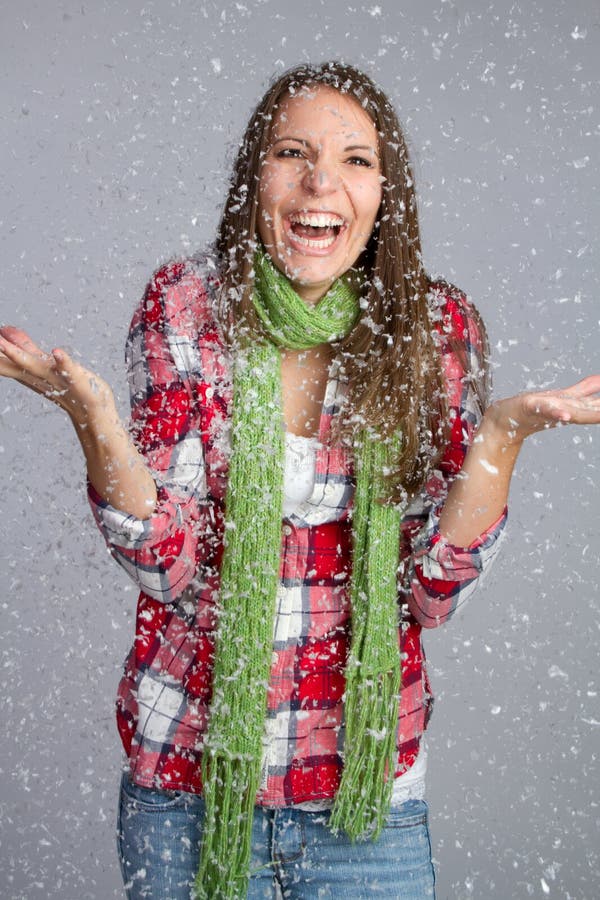 Snow Girl stock image. Image of gorgeous, cheerful, beauty - 17427831