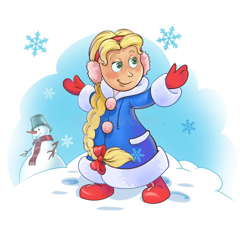Snow girl stock illustration. Illustration of childhood - 21330670