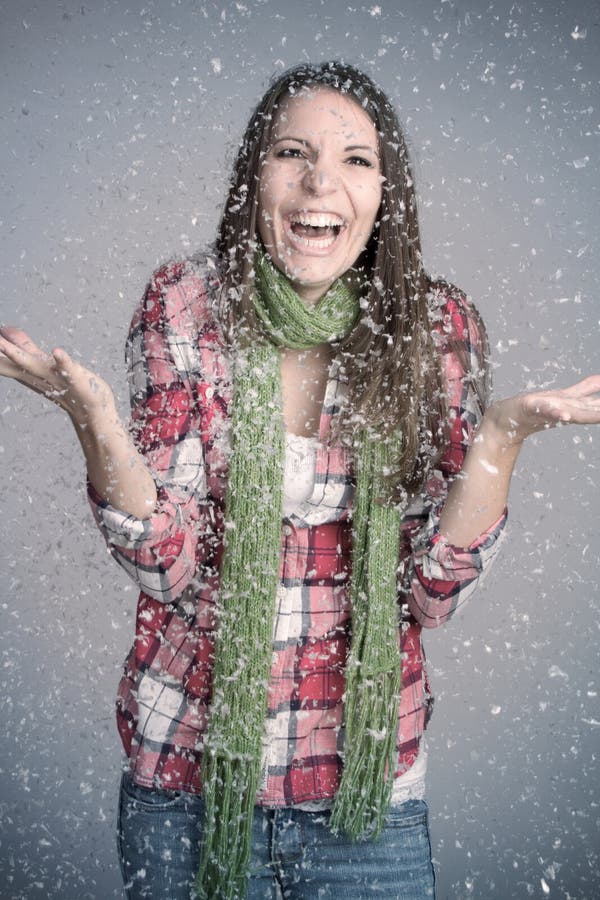 Snow Girl stock photo. Image of cold, filter, happy, adult - 77519146