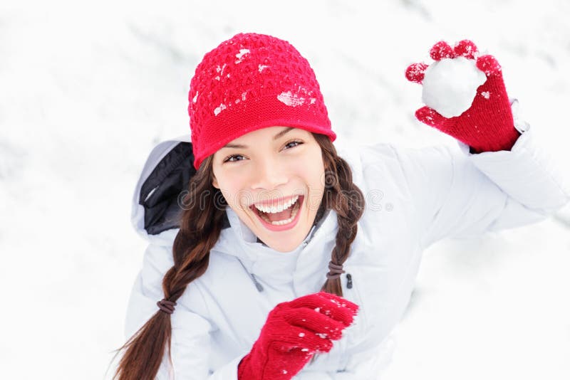 Snow Girl Having Winter Fun Stock Photo - Image of adult, cold: 22214380