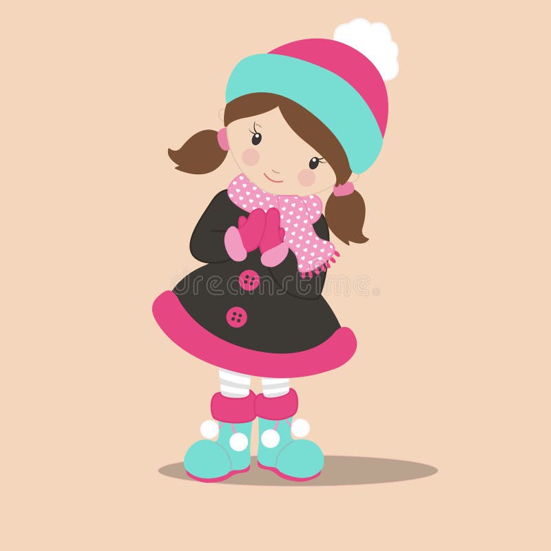 Snow Girls Brown with Hat 12 Stock Vector - Illustration of vector ...
