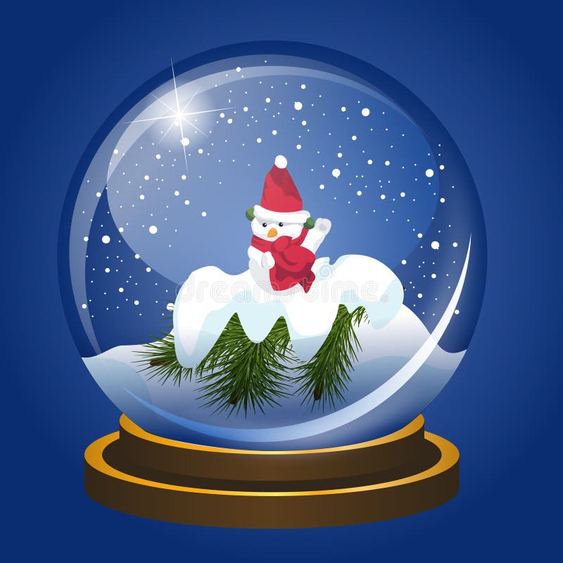 Christmas Snow Globe with Snowman Stock Vector - Illustration of noel ...