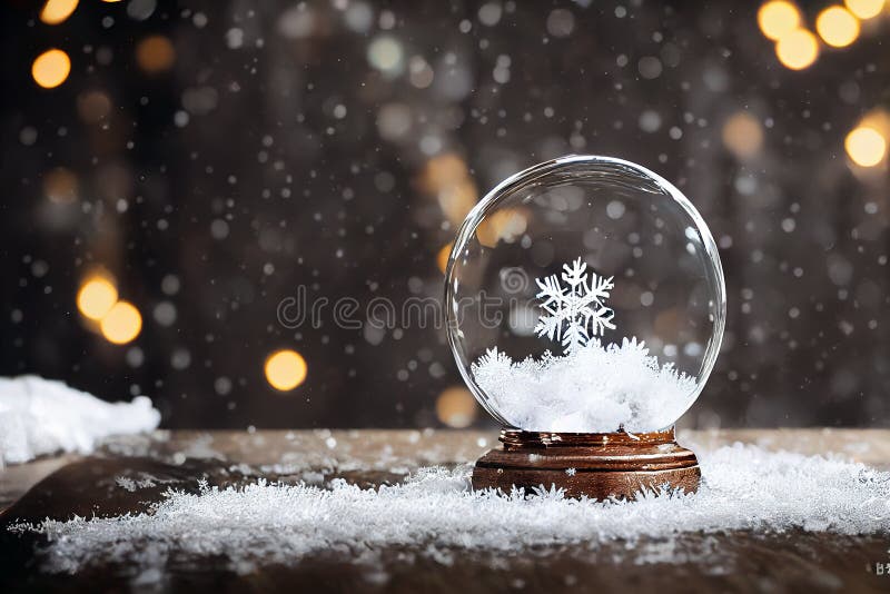 Snow Globe - Christmas Magic Ball with Snowfall and Blurred Lights on ...