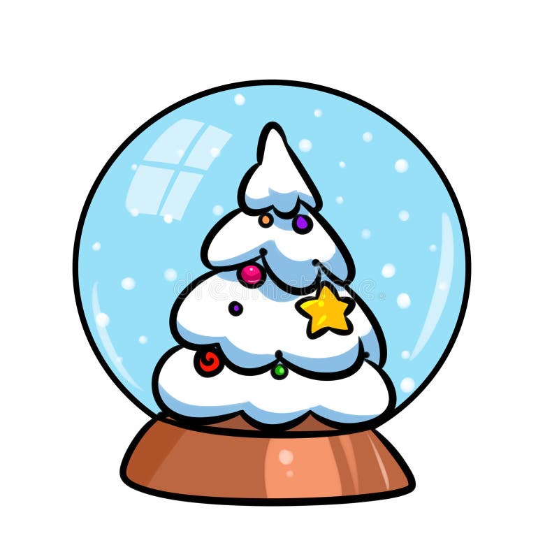 Snow Globe Christmas Tree Cartoon Stock Illustration - Illustration of ...