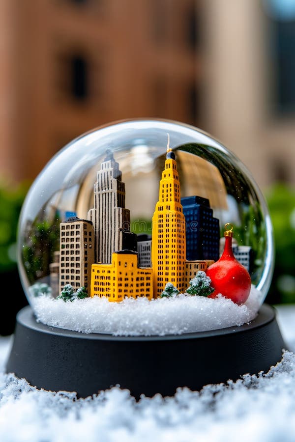 A Snow Globe with a City Skyline Inside of it Stock Image - Image of ...