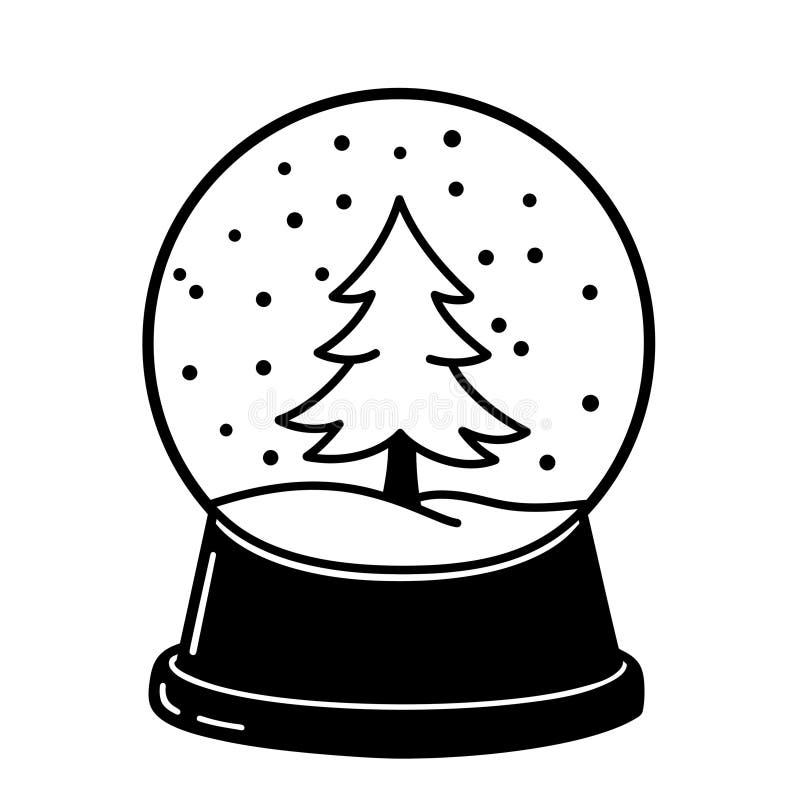 Snow Globe Clipart Black and White. Stock Image - Illustration of ...