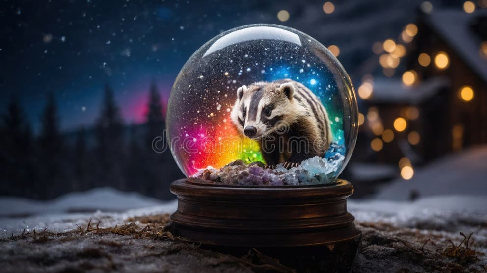 Magical Badger in a Snow Globe: Winter Wonderland Fantasy Stock ...