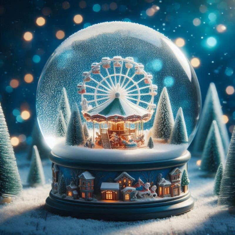 Snow Globe Featuring Ferris Wheel Scene Stock Illustration - Illustration of snowy, cheer: 348453487