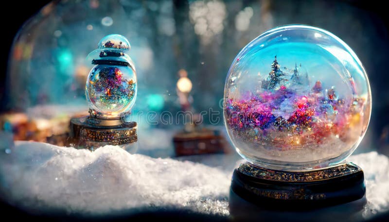 Snow Globe Glass Decoration Crystal Ball. Generative AI Stock ...