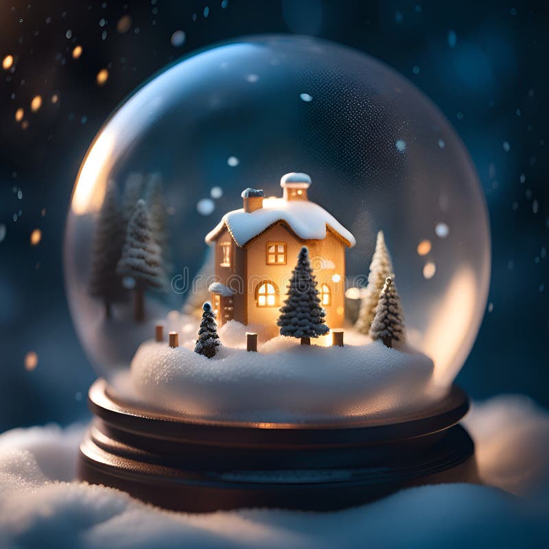 Snow Globe with a Home Winter Scene Inside Stock Illustration ...