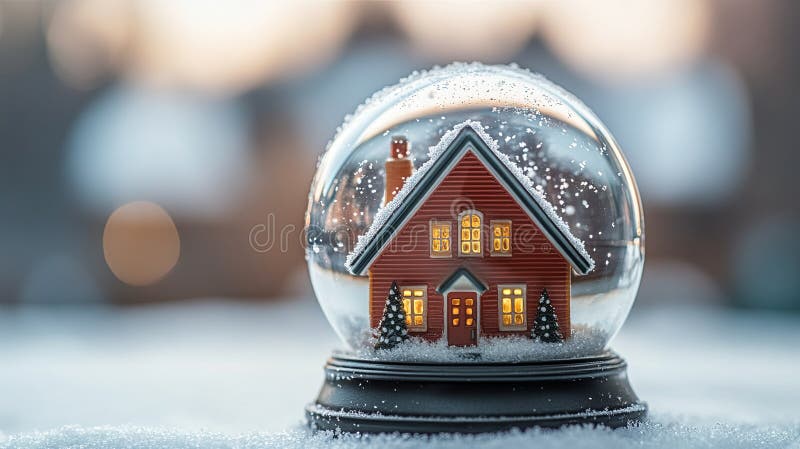Snow Globe with a House Inside it. AI Generated Stock Illustration ...