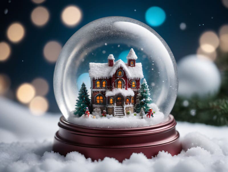 A Snow Globe with a House Inside. Generative AI Stock Illustration ...