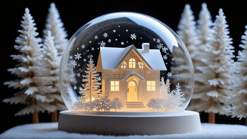 A Snow Globe with a House Inside Stock Illustration - Illustration of ...