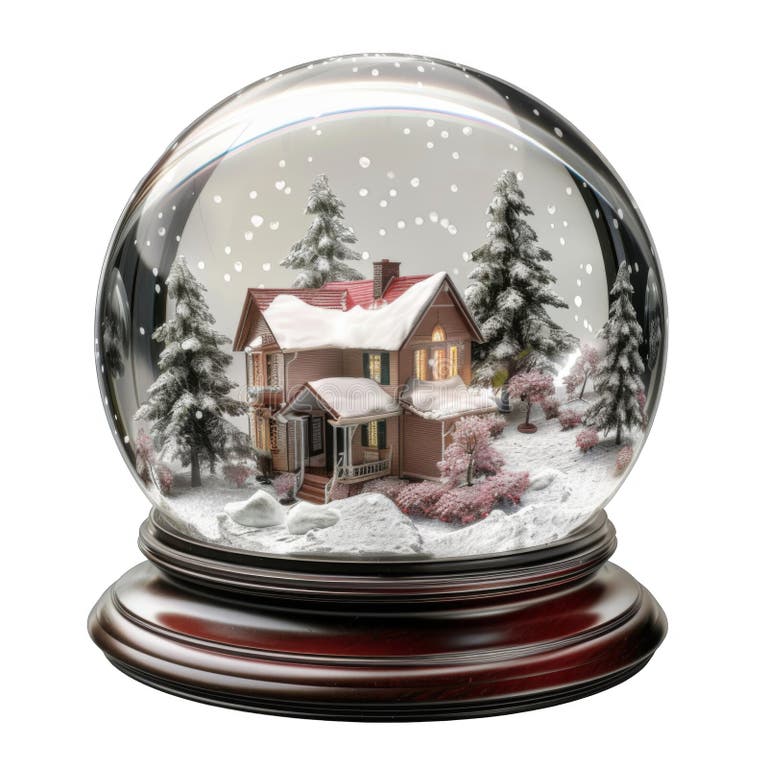 Snow Globe with a House, Trees, and Snow Stock Image - Illustration of ...