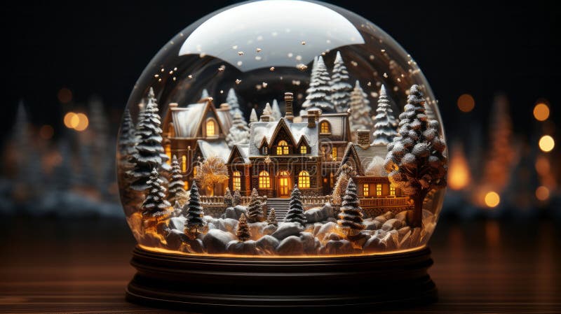 A Snow Globe with a House and Trees Inside. Generative AI. Stock ...
