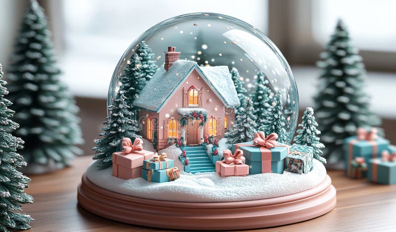 A Snow Globe with a House and Trees Inside Stock Photo - Image of ...