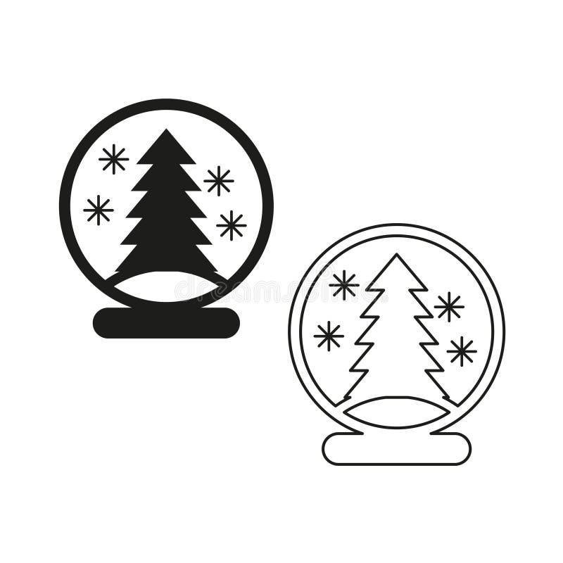 Snow Globe Icons. Christmas Tree Inside. Decorative Winter Symbols ...