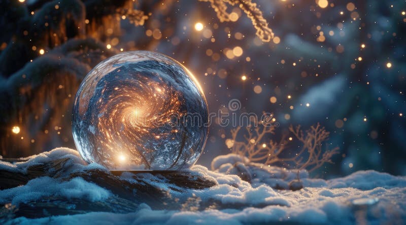 Snow Globe and Magical Snow Ball with Trees Stock Illustration ...