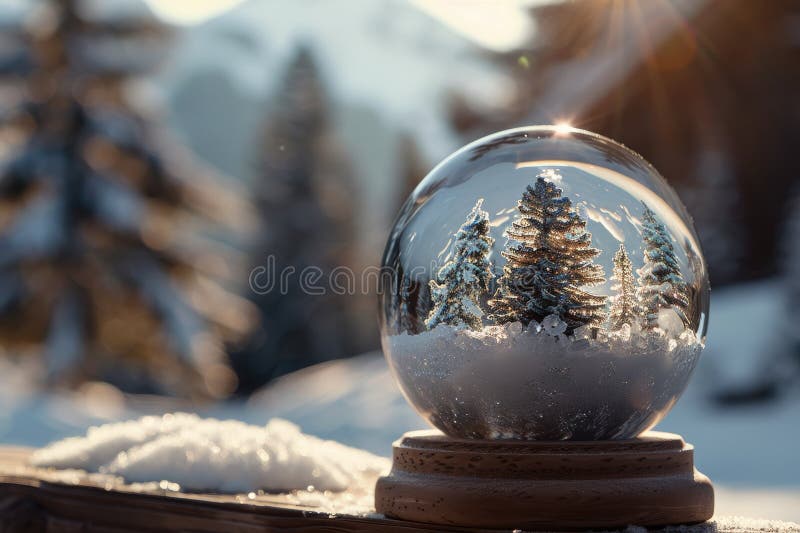 Snow Globe and Magical Snow Ball with Trees Stock Illustration ...
