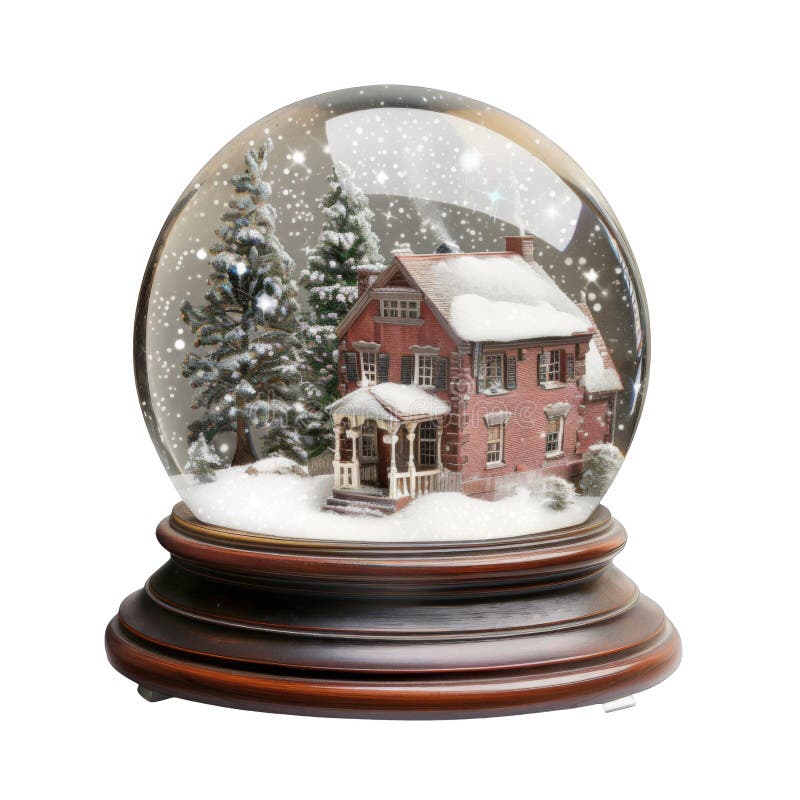 Snow Globe with a Miniature House and Trees in a Snowy Landscape Stock ...