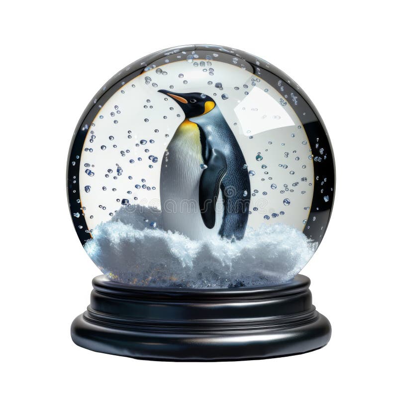 Snow Globe with a Penguin Standing in a Snowy Scene Stock Illustration ...