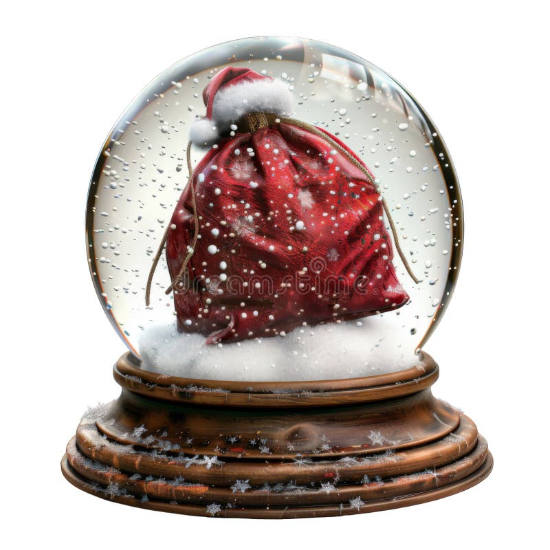 Snow Globe with Red Santa Bag Inside Stock Image - Illustration of ...