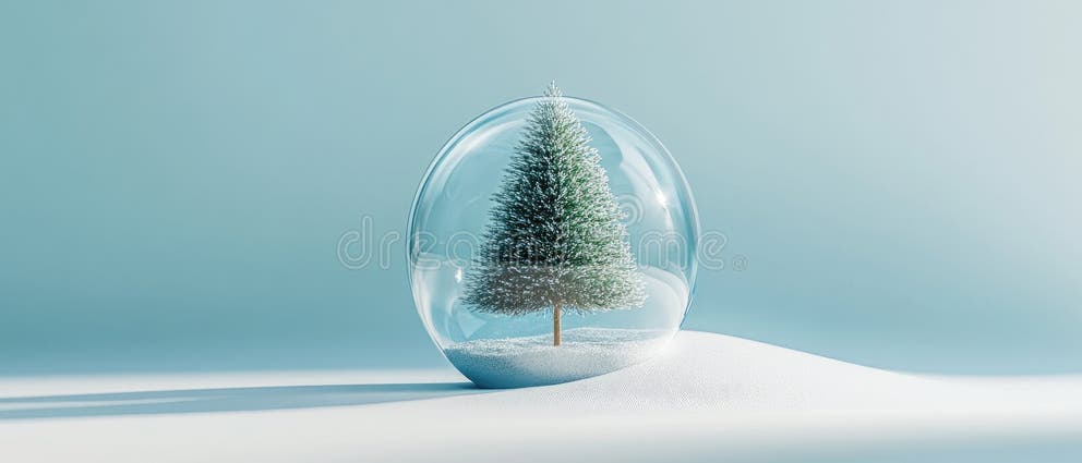 A Snow Globe with a Small Evergreen Tree Inside on a Snowy Surface ...