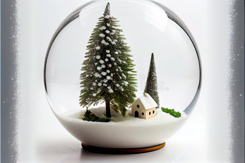 A Snow Globe with a Small House and a Tree Inside of it with Snow on ...