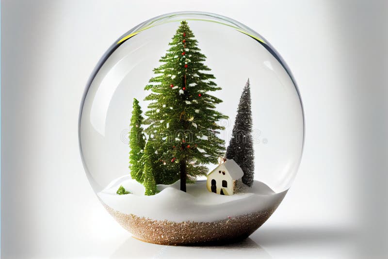 A Snow Globe with a Small House and Trees Inside of it Stock ...