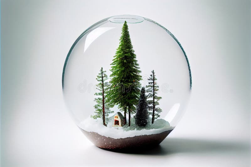 A Snow Globe with a Small House and Trees Inside of it Stock ...