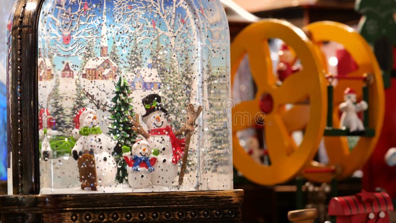Snowglobe with Falling Snow - Christmas Toy Stock Footage - Video of ...