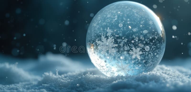 A Snow Globe with Snowflakes Inside of it in the Snow Stock Image ...