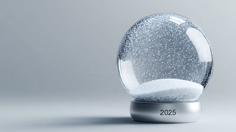 Snow Globe with Snowflakes and Year 2025 in Snow, Empty Space Stock ...